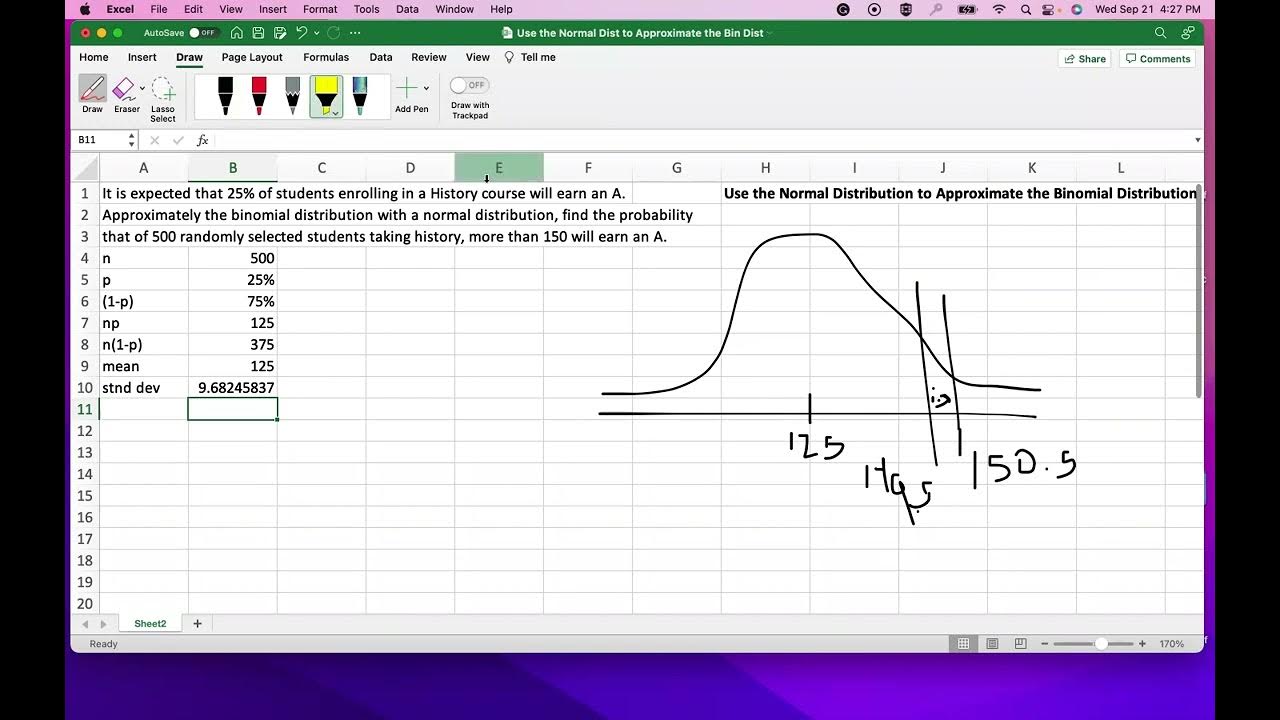Use the Normal Distribution to Approximate the Binomial Distribution using Excel - YouTube