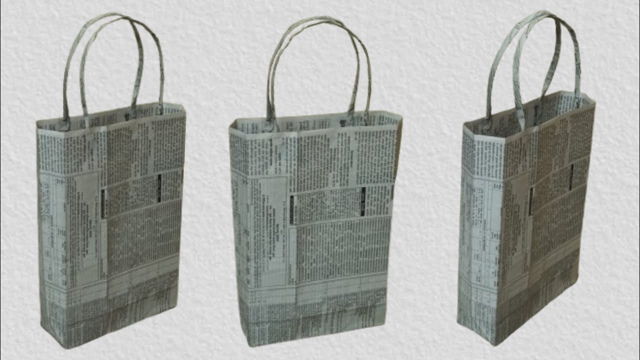 Newspaper bag | how to make a paper bag | paper bag making | newspaper ...