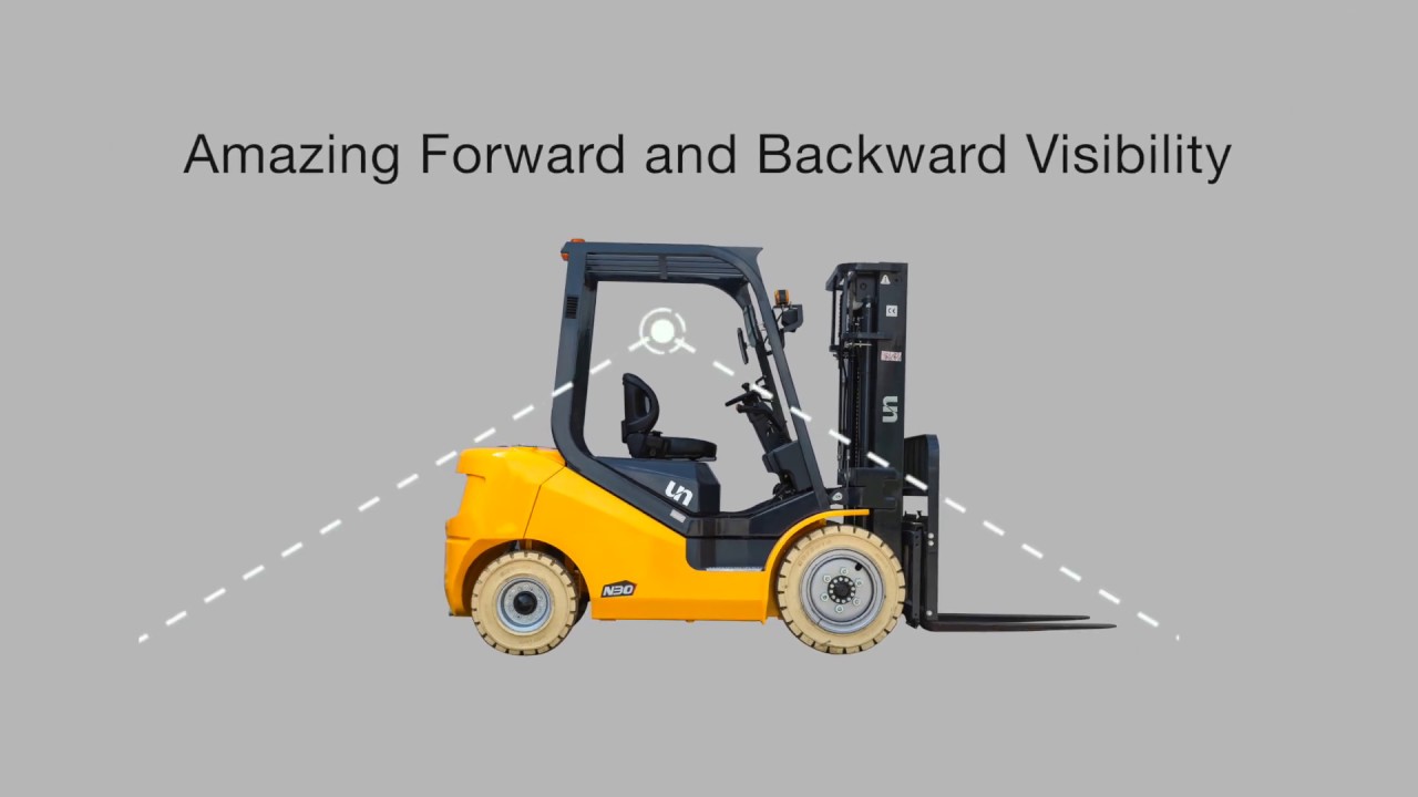 UN 3T diesel forklift features display - YouTube