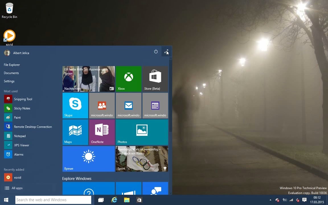 Windows 10 Pro Technical Preview Build 10036 (Deutsch) - YouTube