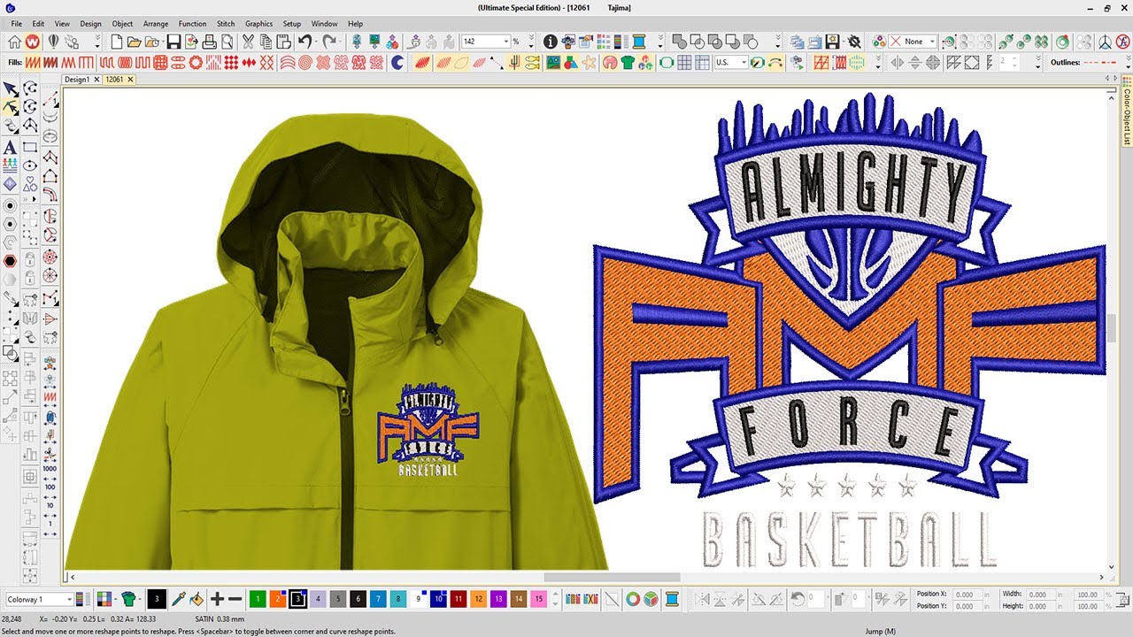 Almighty Force Basketball Embroidery logo for Jacket - YouTube