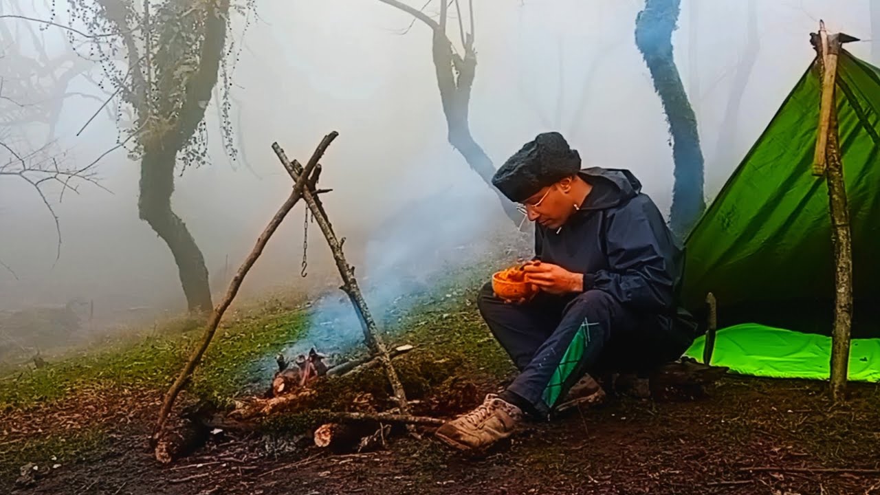 Survival Camp: Trying to survive in the misty forest/bushcroft camping ...