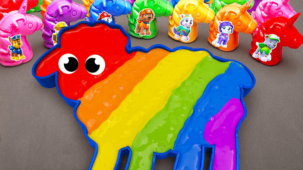 Satisfying ASMR 💥 How to make Shaun the Sheep rainbow Slime Bathtub by ...