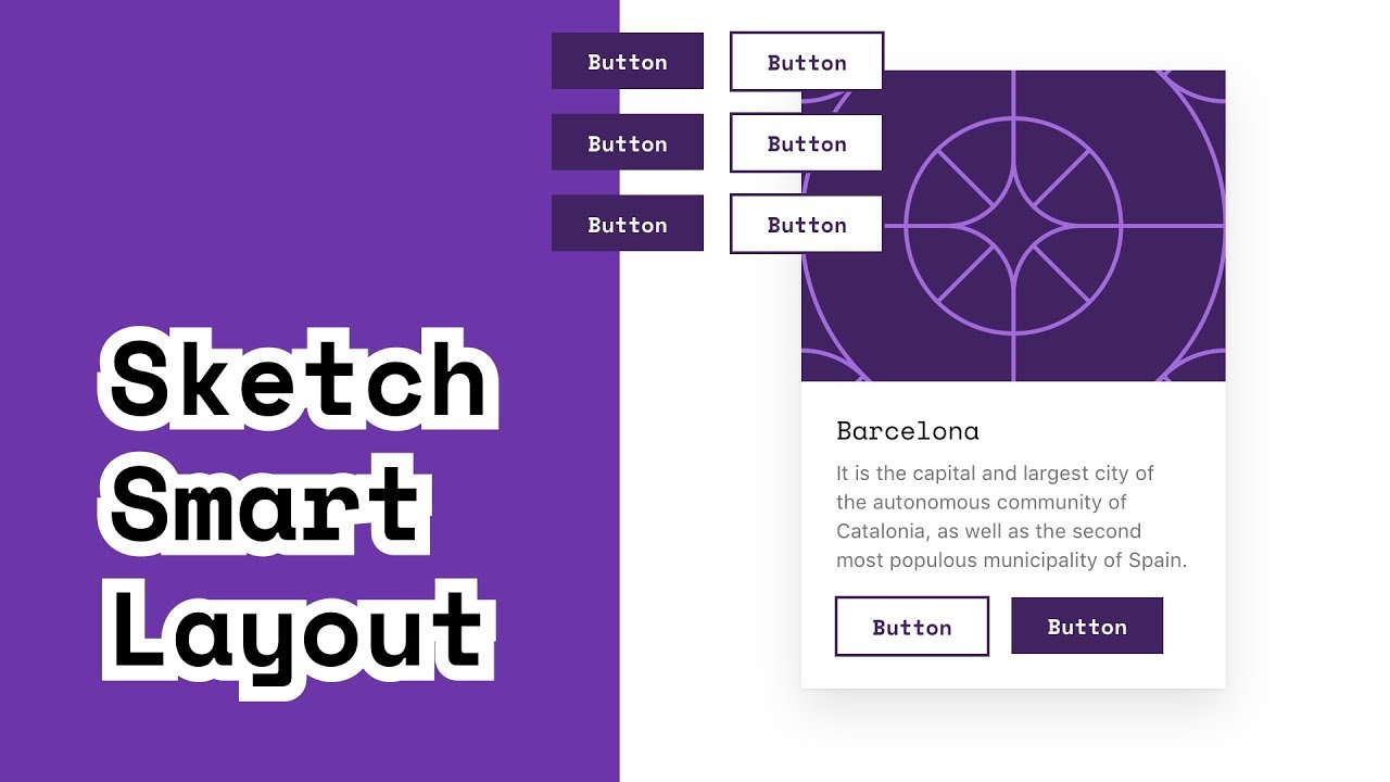 Using Sketch Smart Layout to design dynamic buttons, cards, and more ...