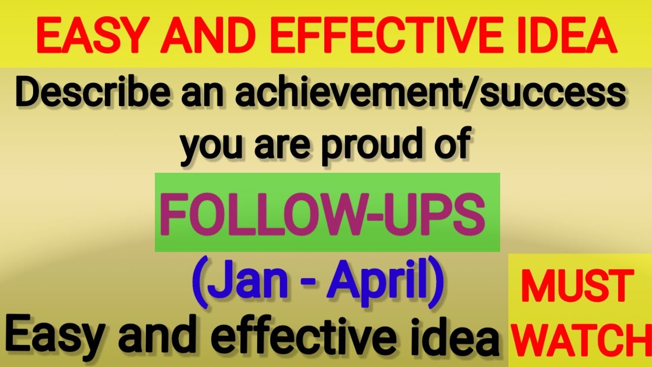 Success Is In The Follow Up