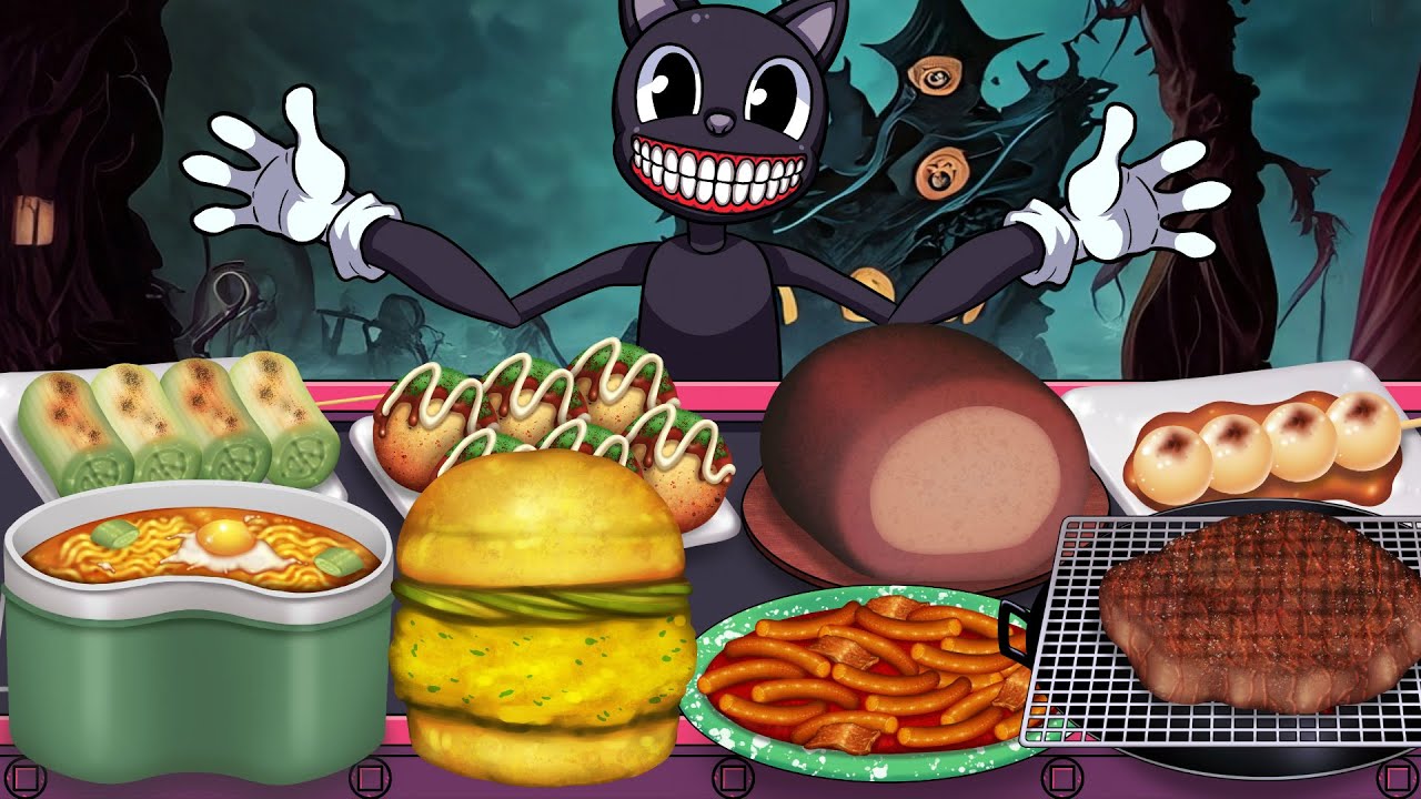 Mukbang Animation Avocado Egg Burger Set eating Cartoon cat ASMR - YouTube