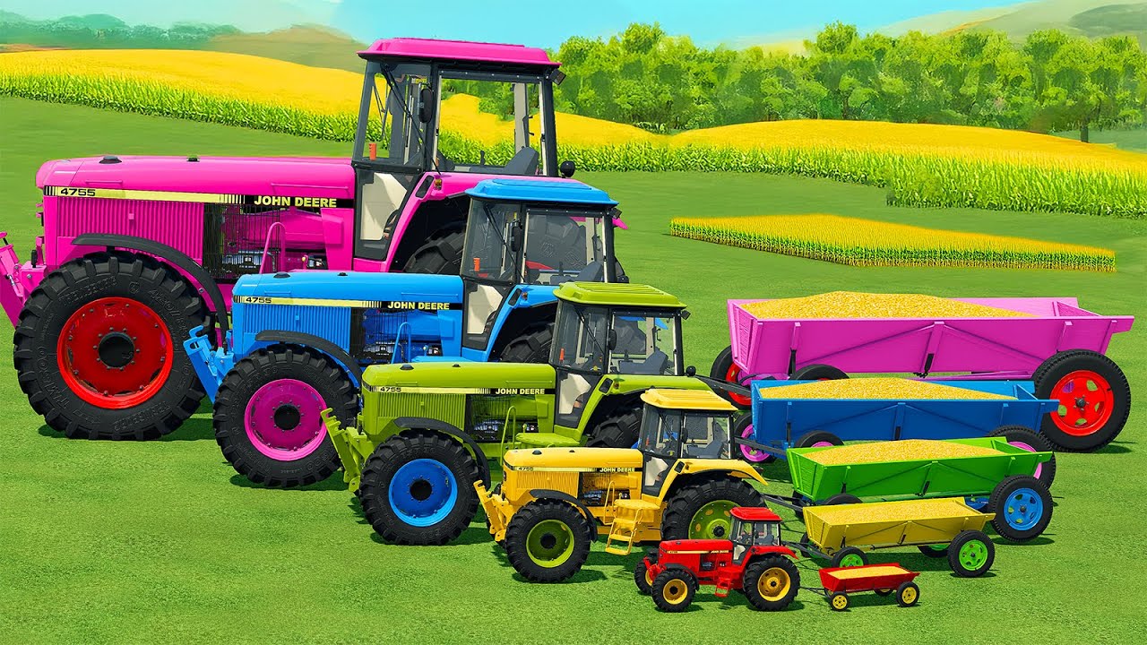SMALL TO GIANT JOHN DEERE TRACTORS TRANSPORTING CORN BATTLE - Farming ...