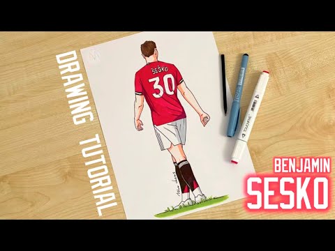How to draw Benjamin Šeško (Sesko) / How to draw Manchester United ...