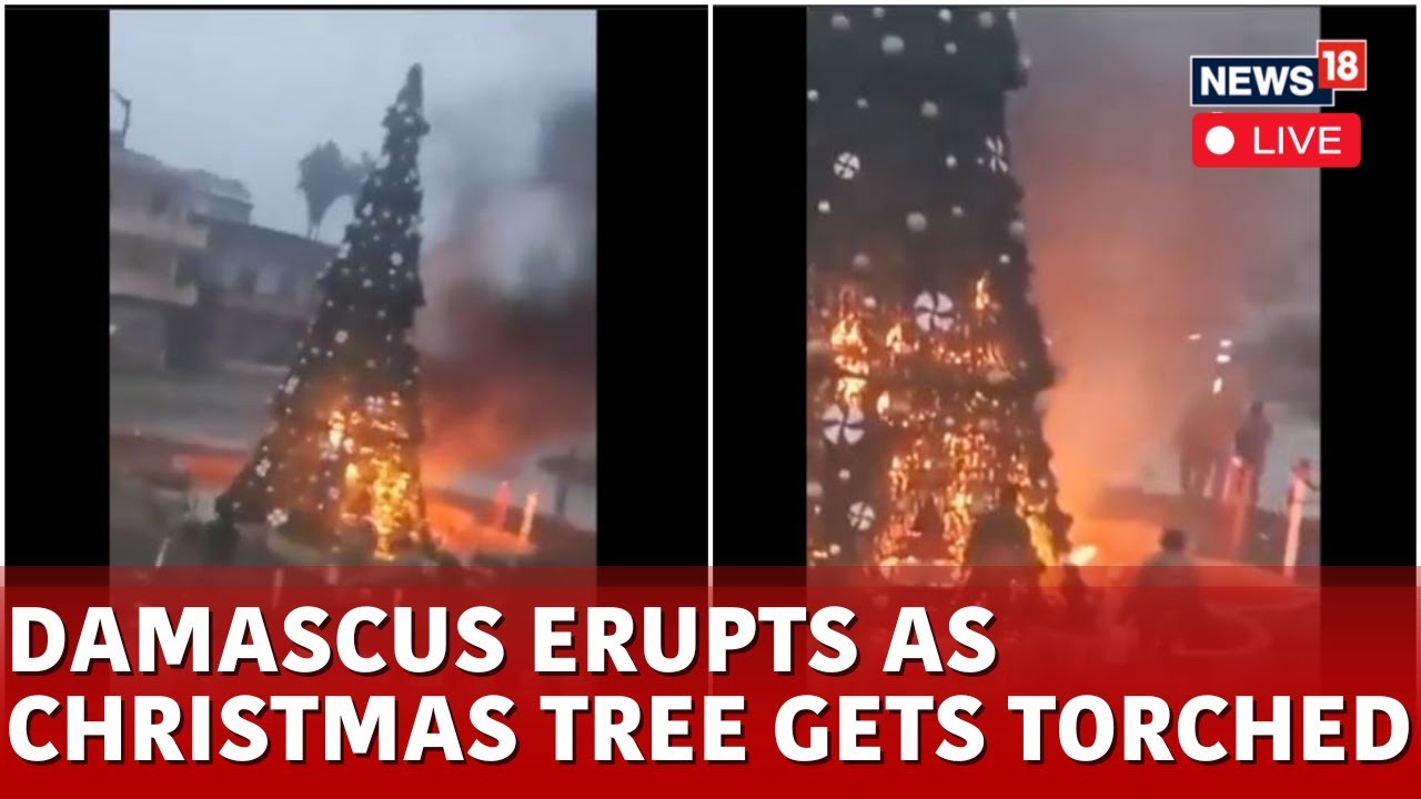 Christmas Protest In Damascus Syria LIVE | Christmas Tree Burnt By ...