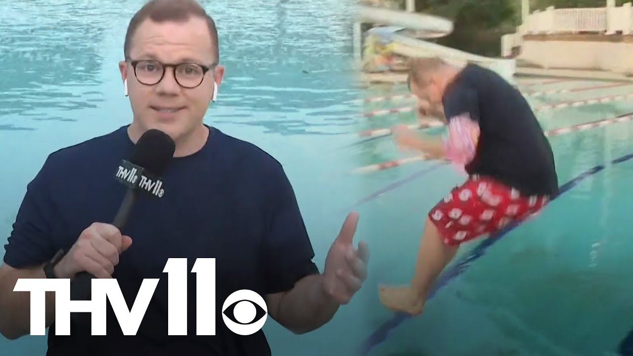Skot Covert delivers weather forecast from a pool! - YouTube