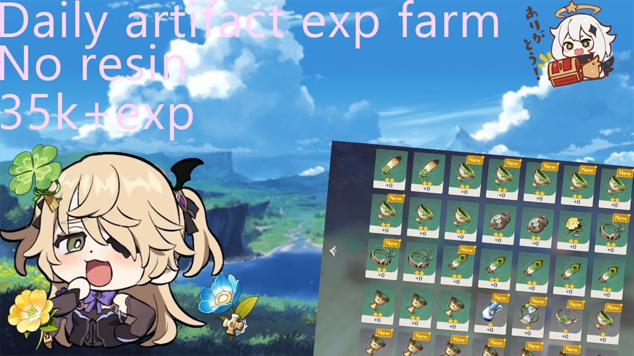 New 1.5 Genshin daily artifact exp farming routine! - YouTube
