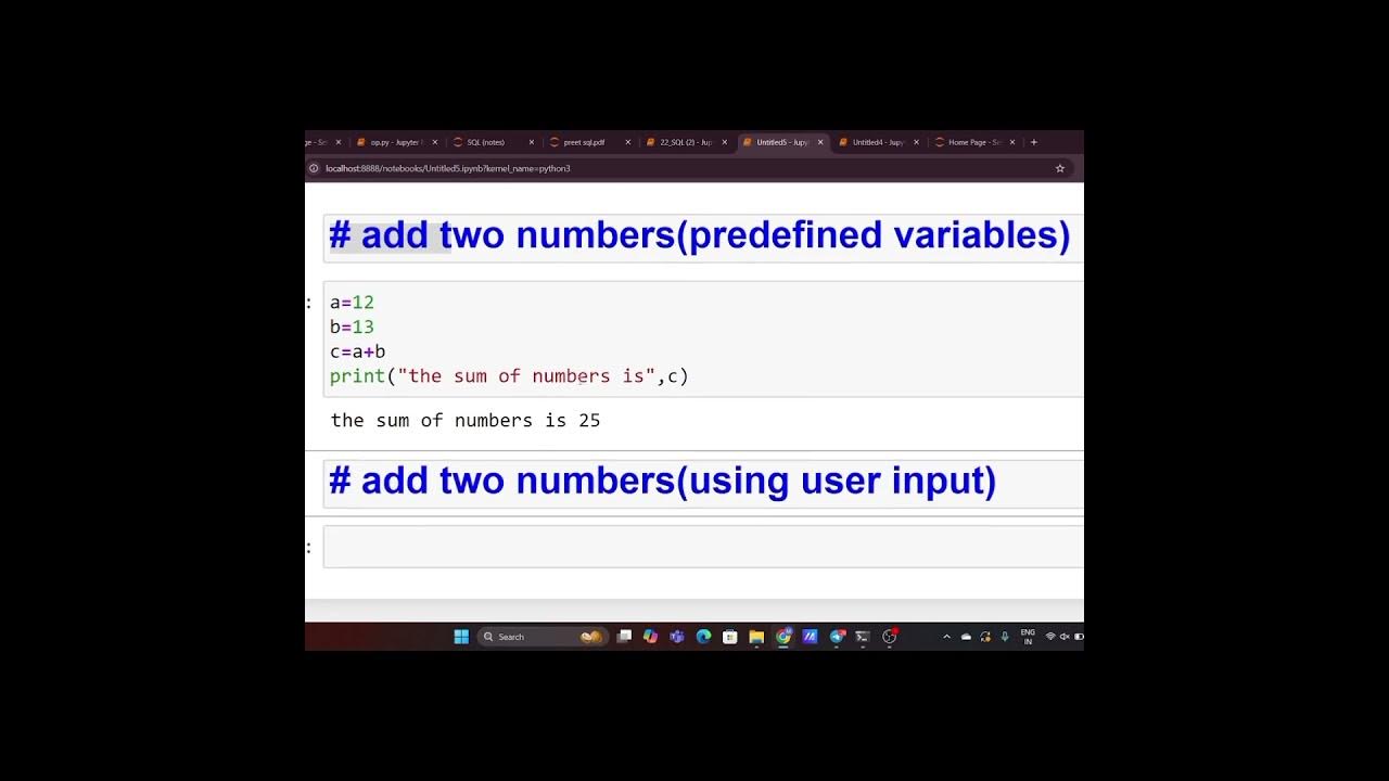 Add Two Numbers In Pythonpythontutorial Pythonprogramming Python Youtube