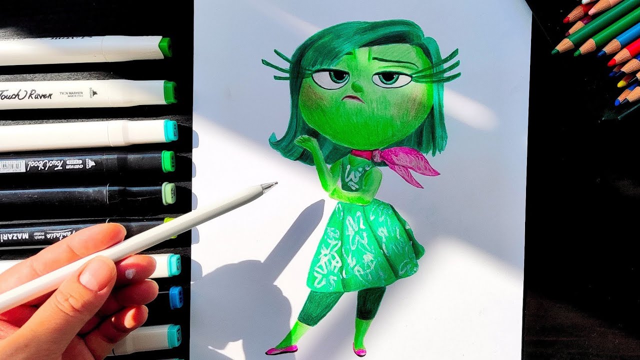 Inside Out 2 💚 Disgust tutorial drawing / New emotions - YouTube