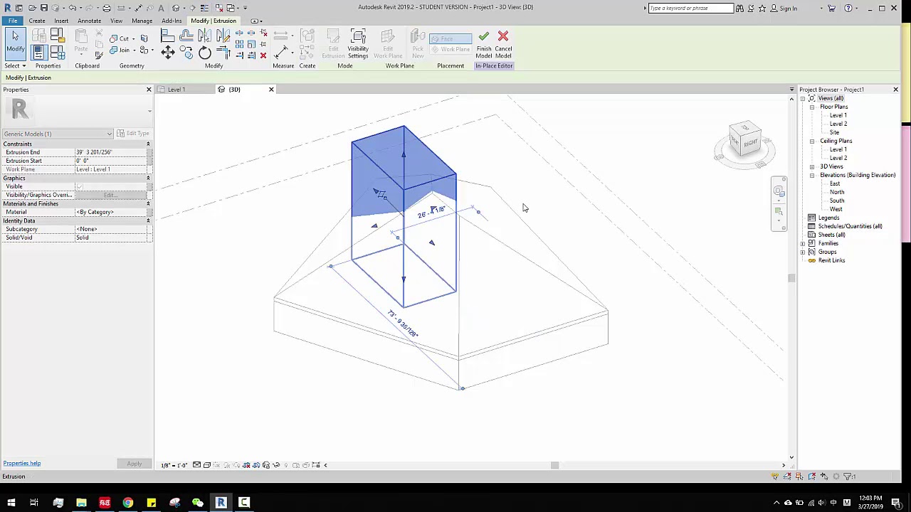 cut solid geometries like roof,wall,etc - YouTube