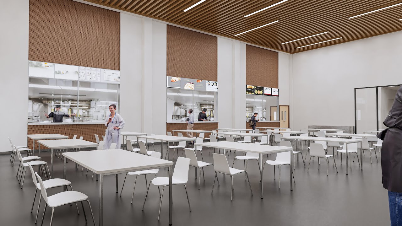 Hospital canteen restaurant interior Design & Rendering tutorial - YouTube