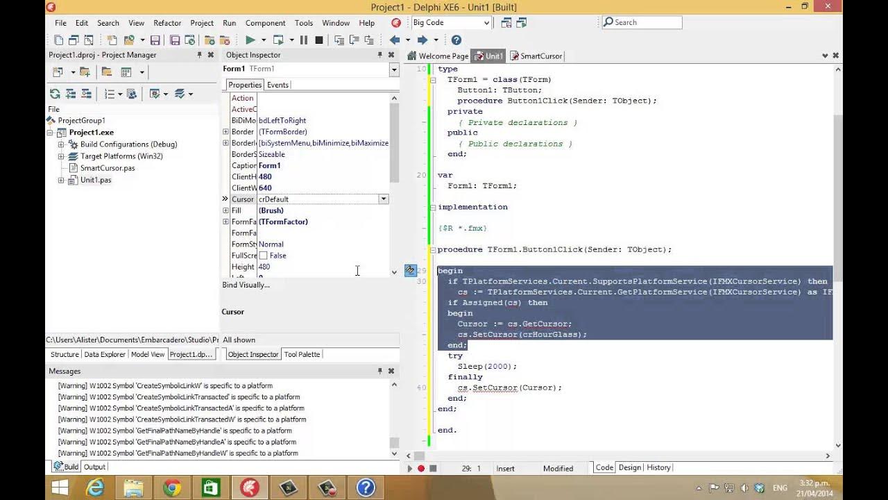 Delphi Programming Tutorial #99 - Mouse Cursor in Firemonkey - YouTube