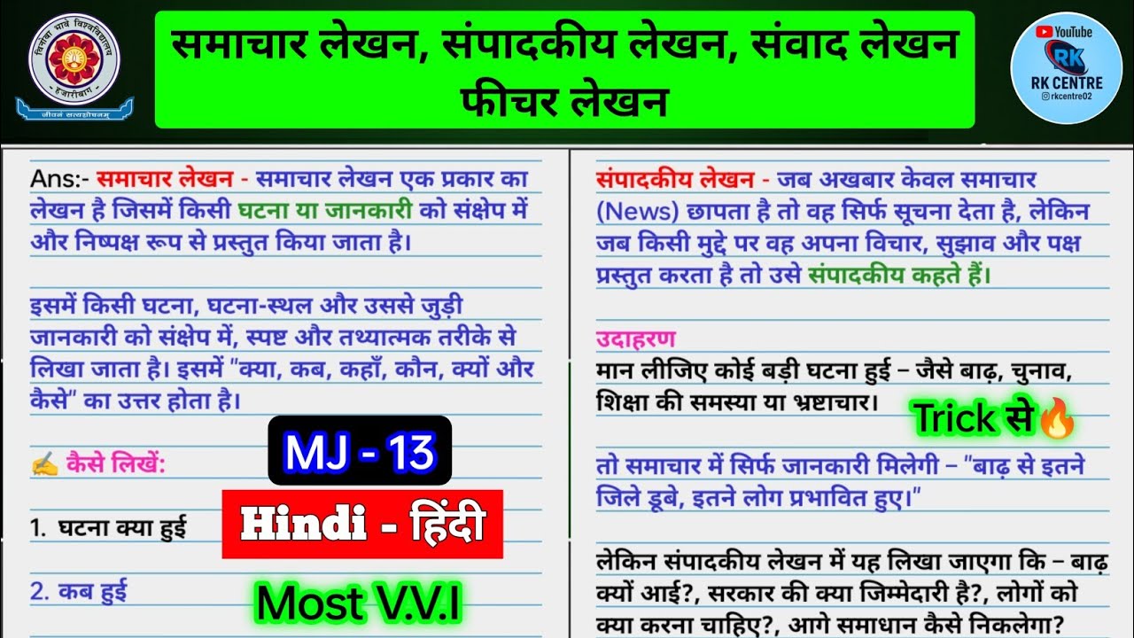 Samachar lekhan sampadakiye lekhan stambh lekhan feature lekhan l sem 6 ...