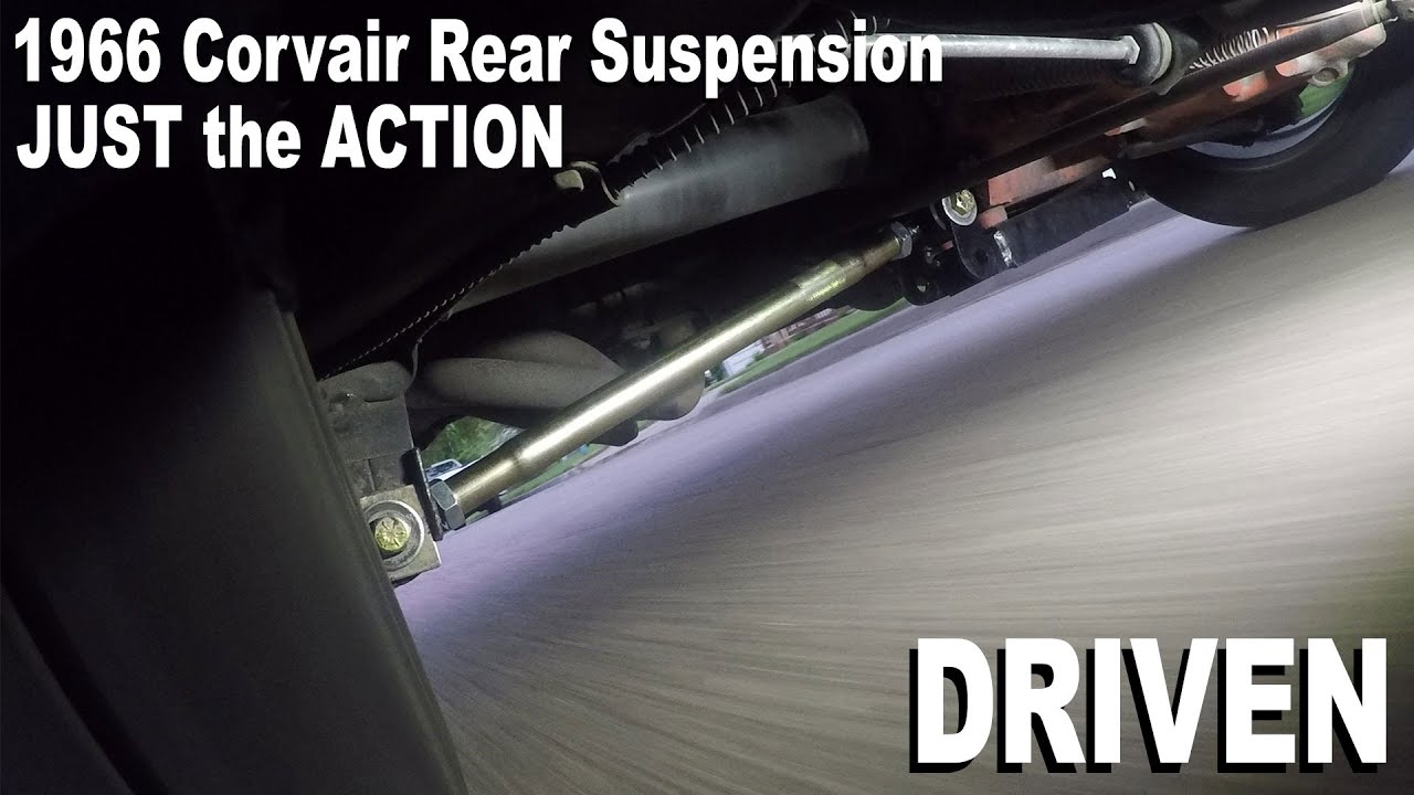 1966 Corvair rear suspension in action - custom strut rods in motion ...