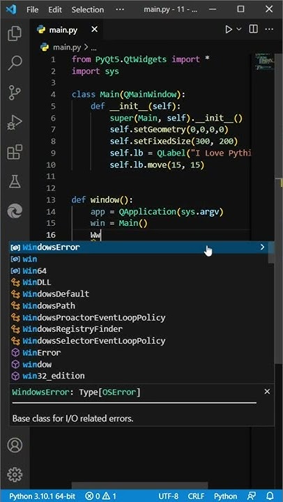 Create the first app in Python PyQt5 #shorts - YouTube