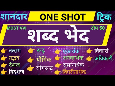 हिंदी व्याकरण : शब्द विचार | Shabd Vichar Hindi Vyakaran | Shabd Bhed ...