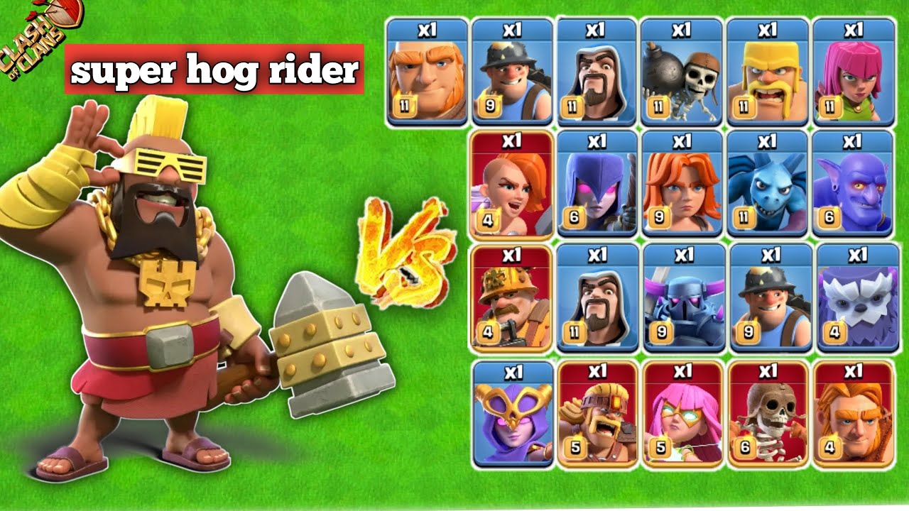 New super Hog rider vs all max ground troops in clash of clans #coc # ...