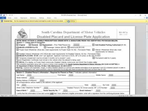 How to Apply for a Disabled Placard in South Carolina - YouTube