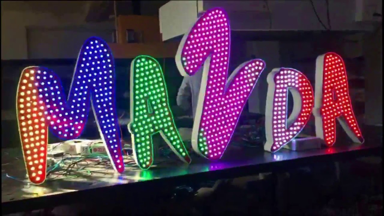 FULL COLOR RGB BUTTON LED LETTER - YouTube