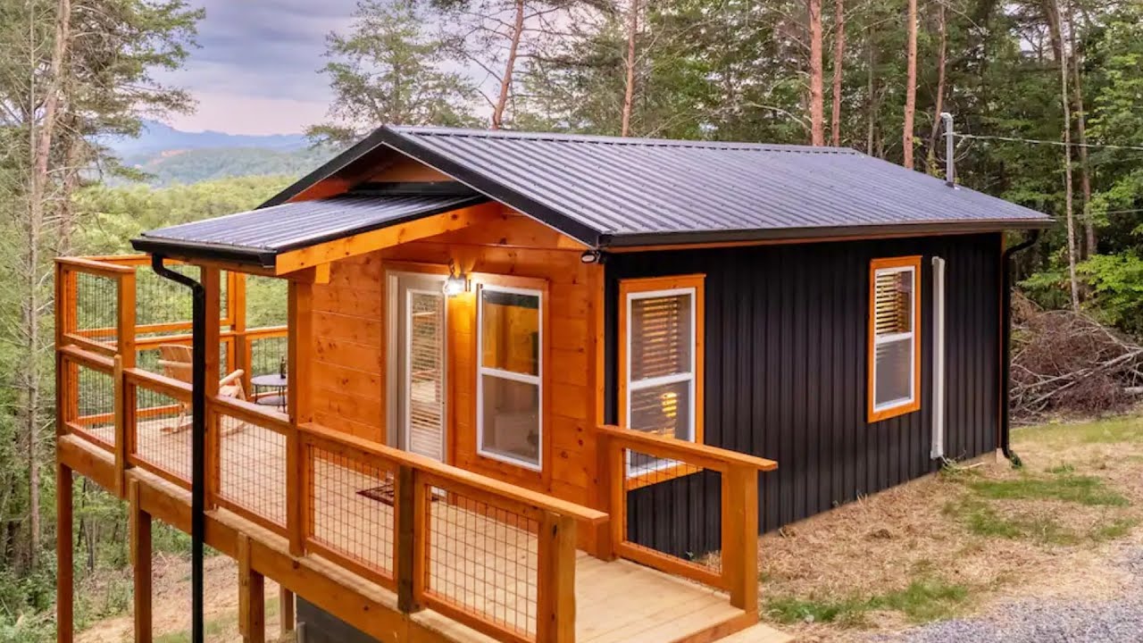 The Coziest Brand New Tiny Cabin w/ Amazing View - YouTube