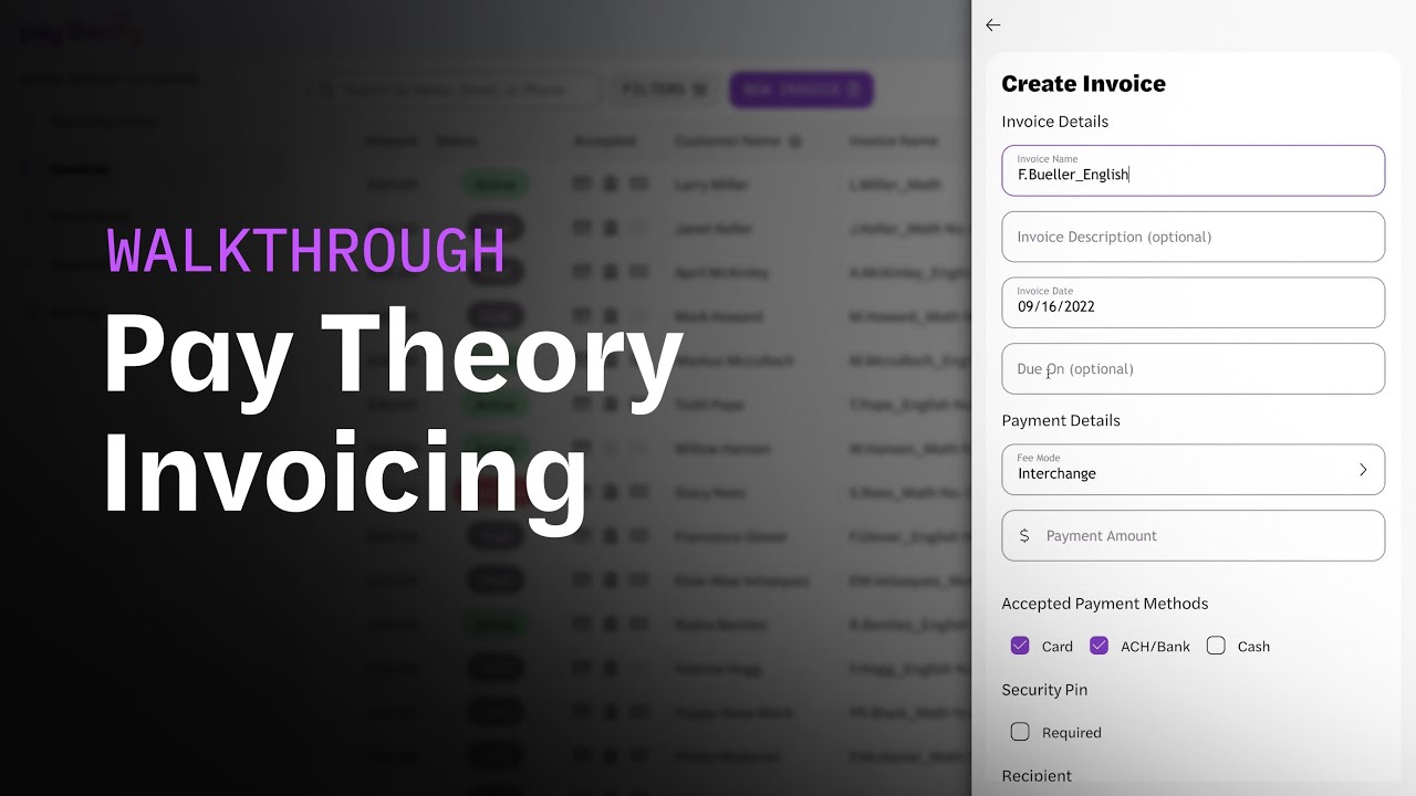 Pay Theory Invoicing Walkthrough - YouTube