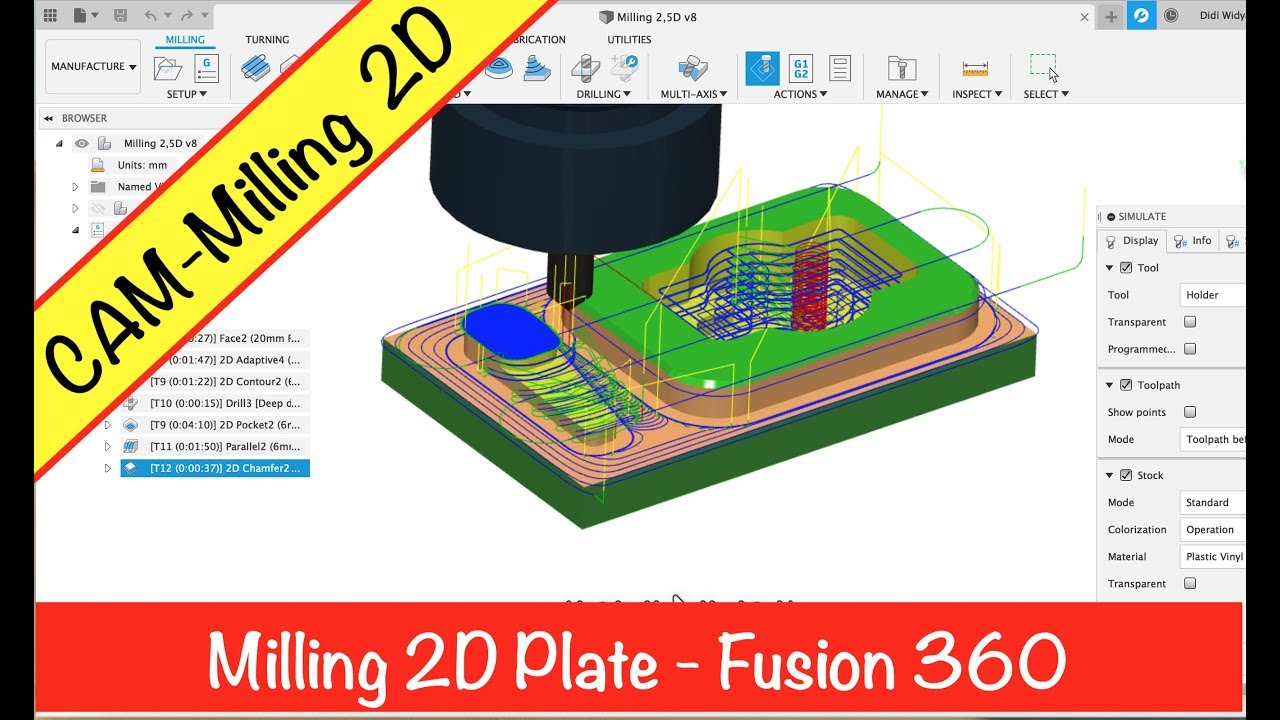 CAM milling 2.5D - Fusion 360 - YouTube