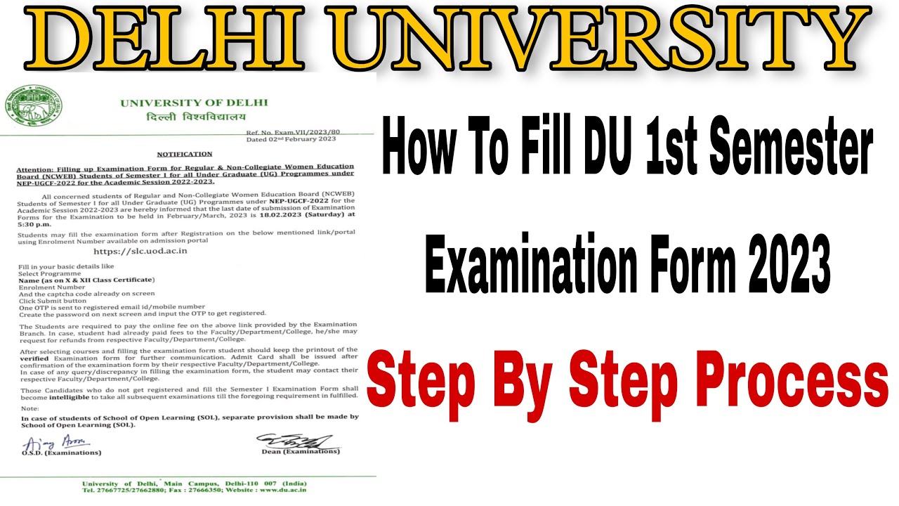 How To Fill Delhi University 1st Semester Examination Form 2023 #anas ...