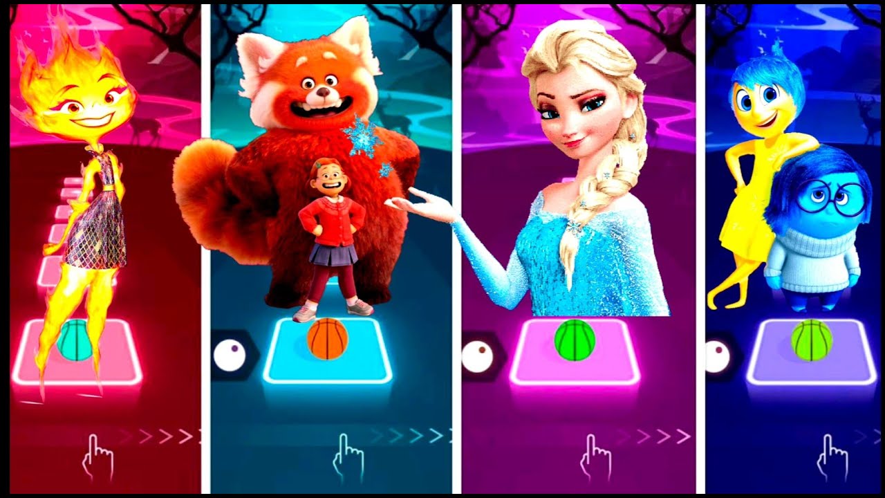 Elemental vs Turning Red vs Elsa Frozen vs Inside Out in Tiles Hop ...