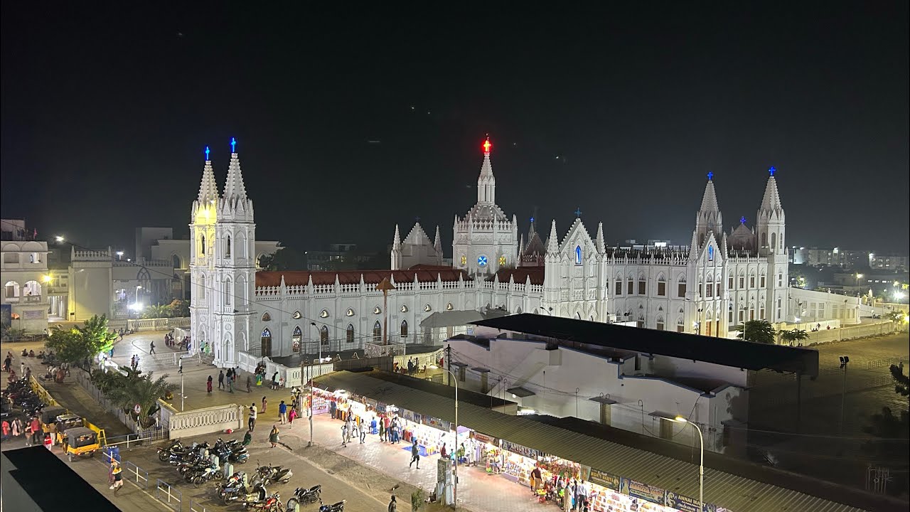 Velankanni shrine basilica night view 22 Sunday 2023 - YouTube