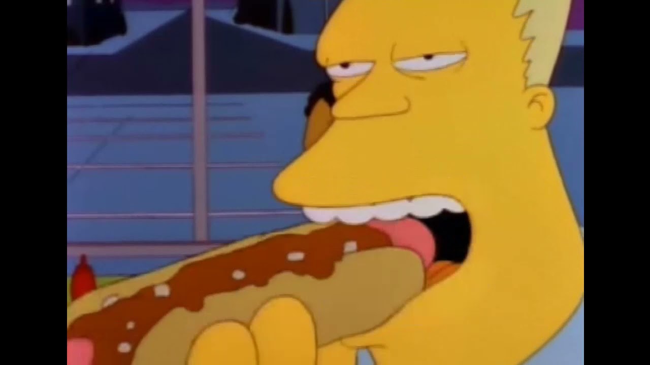 The Simpsons McBain Eats Hotdog - YouTube