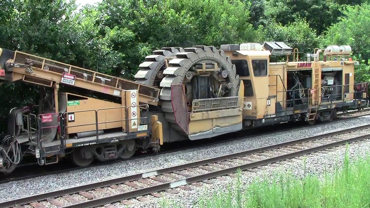 Loram Shoulder Ballast Cleaner Rochelle IL 29 Jul 2016 - YouTube