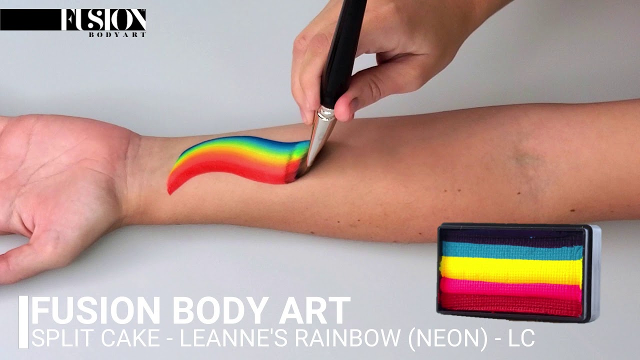 Fusion Body Art Split Cake Swatch | Leanne's Rainbow Neon - YouTube
