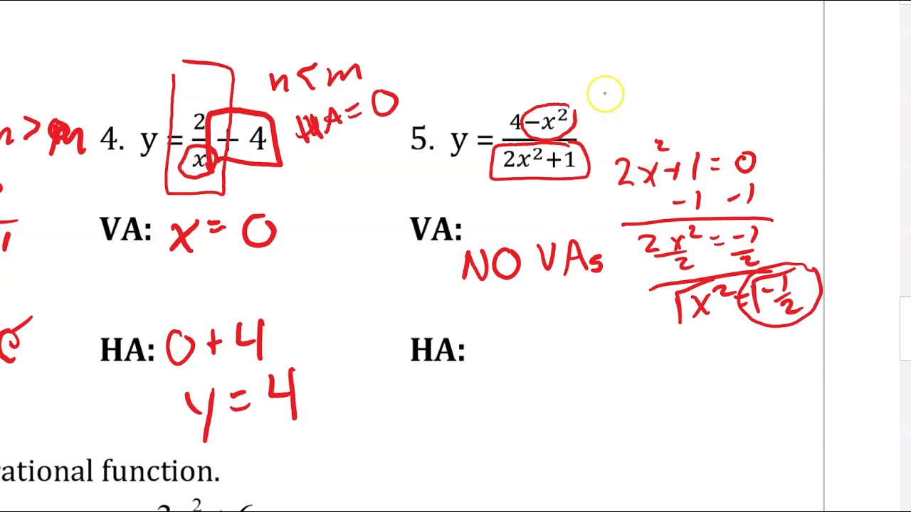 Unit 7 Day 7: Rational Functions not in graphing form - YouTube