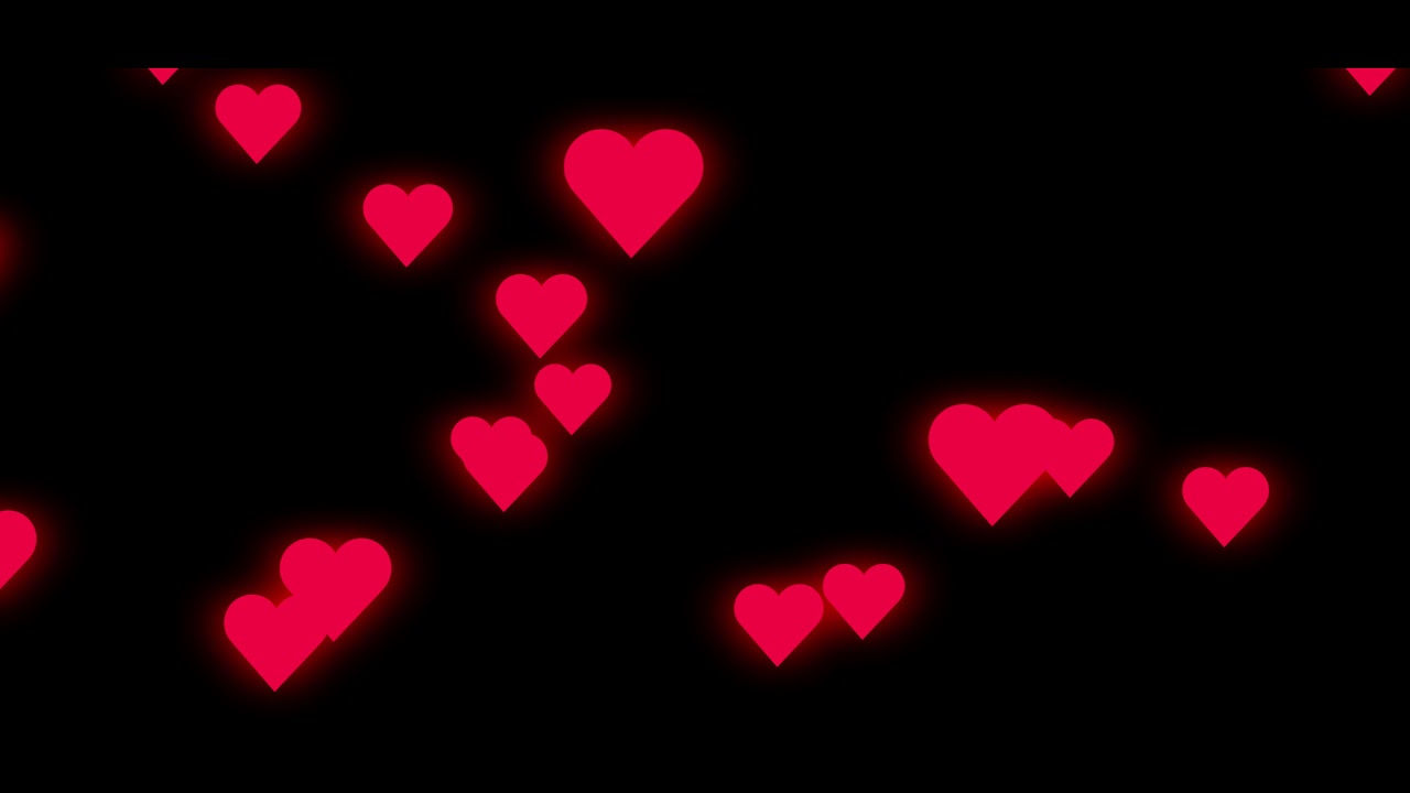 Falling Red Heart Overlay Glow Black Animated Background 4K Free Stock ...