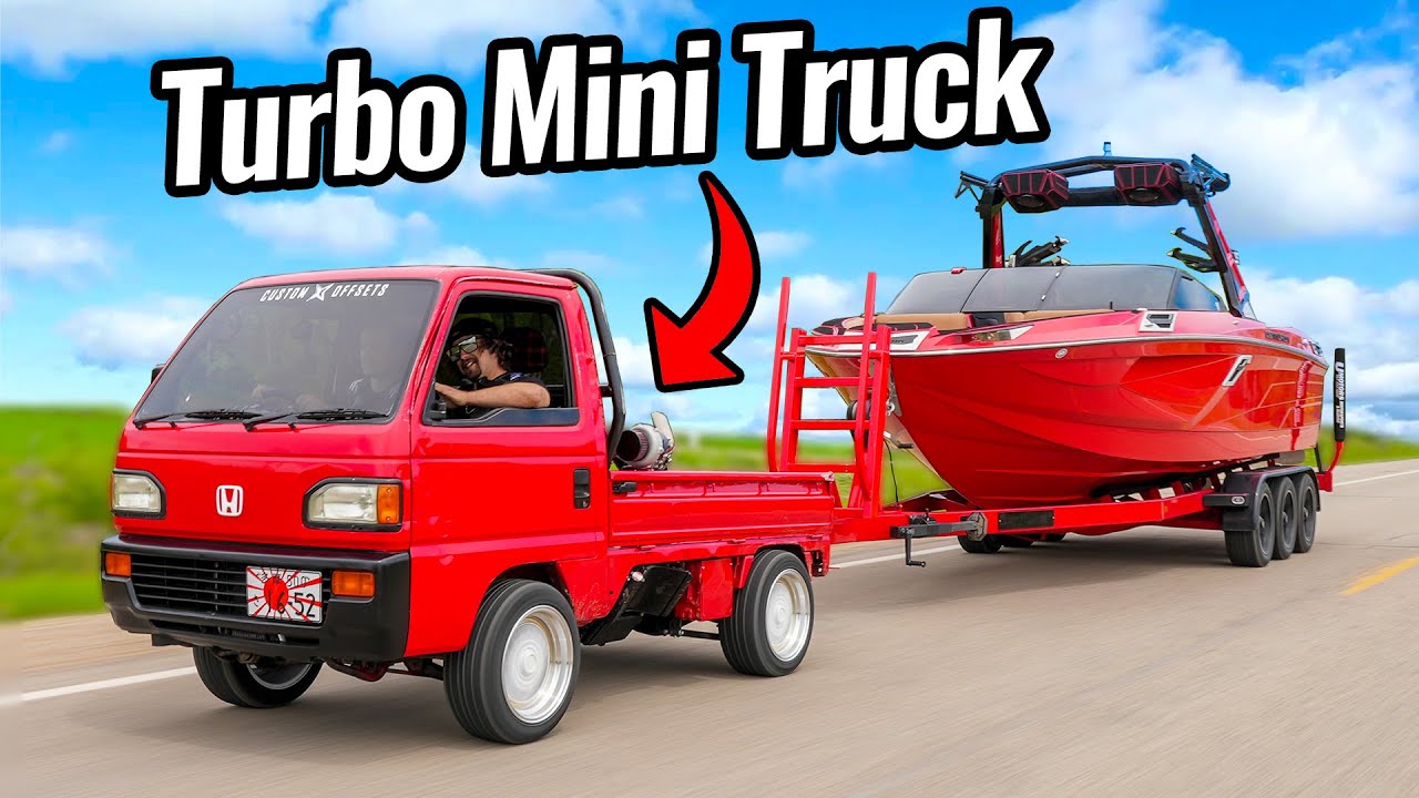 Turbo Mini Truck Pulls Wakeboard Boat! - YouTube