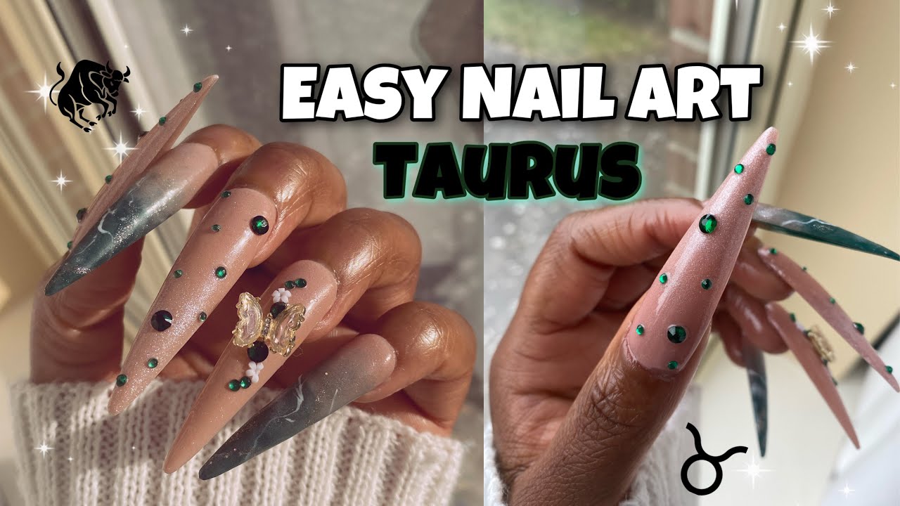 GREEN MARBLE FRENCH OMBRE | TAURUS NAIL ART | Using LAVENDER VIOLETS ...