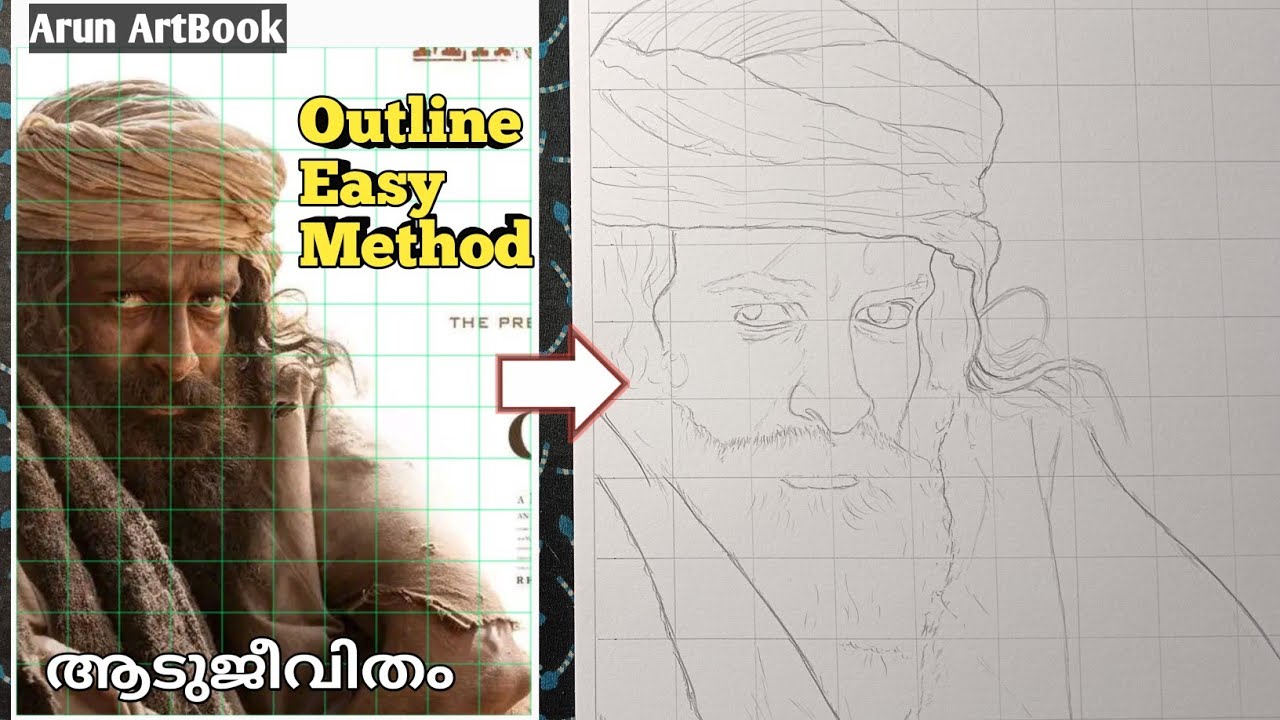 Aadujeevitham Prithviraj Drawing Easy / The GoatLife Drawing / Outline ...