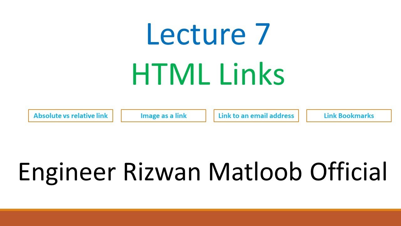 Lecture 7 | HTML Links| Absolute vs relative| Image as a link | Link to ...