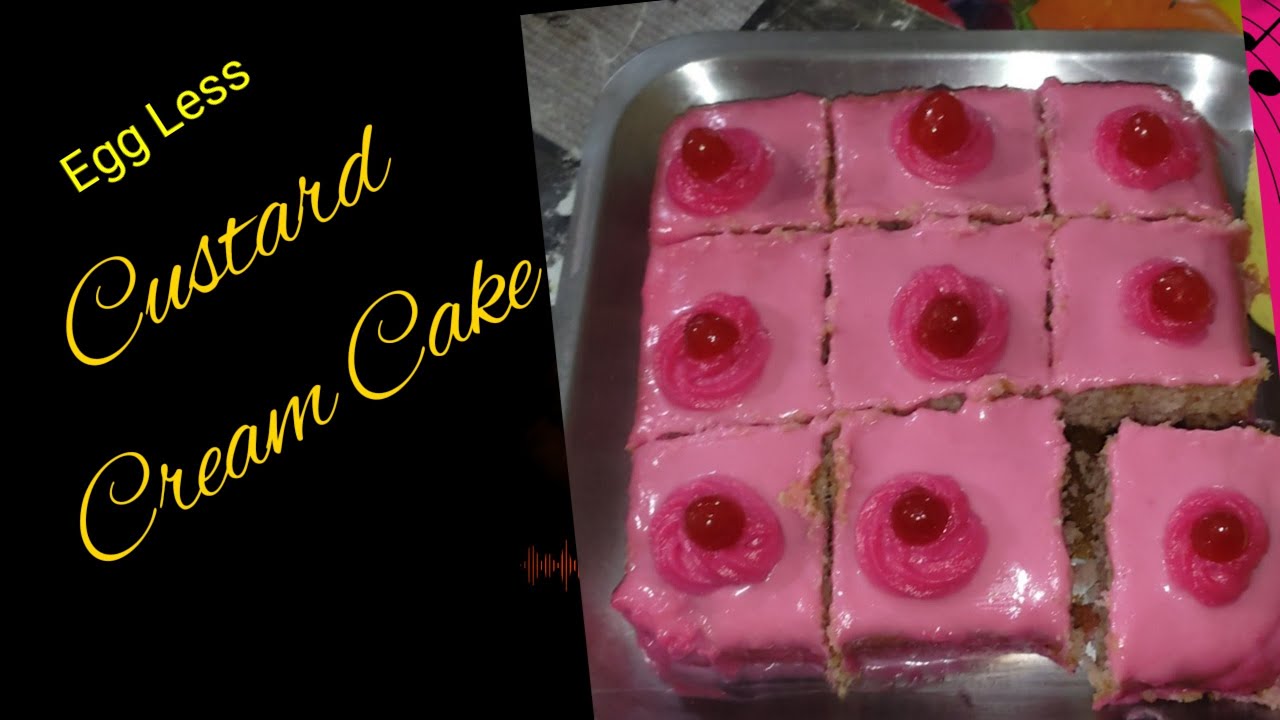 Home Made Eggless Custard Cream Cake | Birthday Cake - YouTube