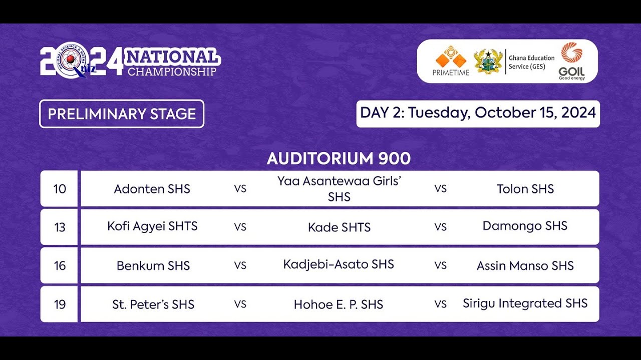 #NSMQ2024 PRELIMINARY STAGE | BENKUM SHS VS KADJEBI ASATO SHS VS ASSIN ...