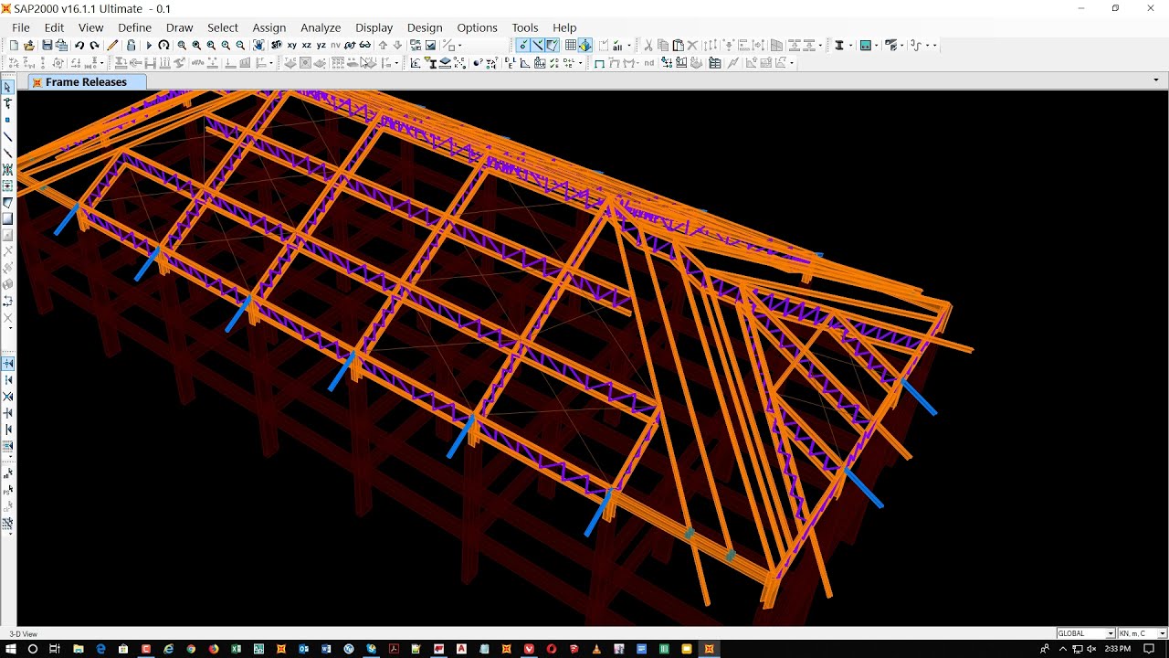 How to design sap2000 roof steel structural building 2 - YouTube