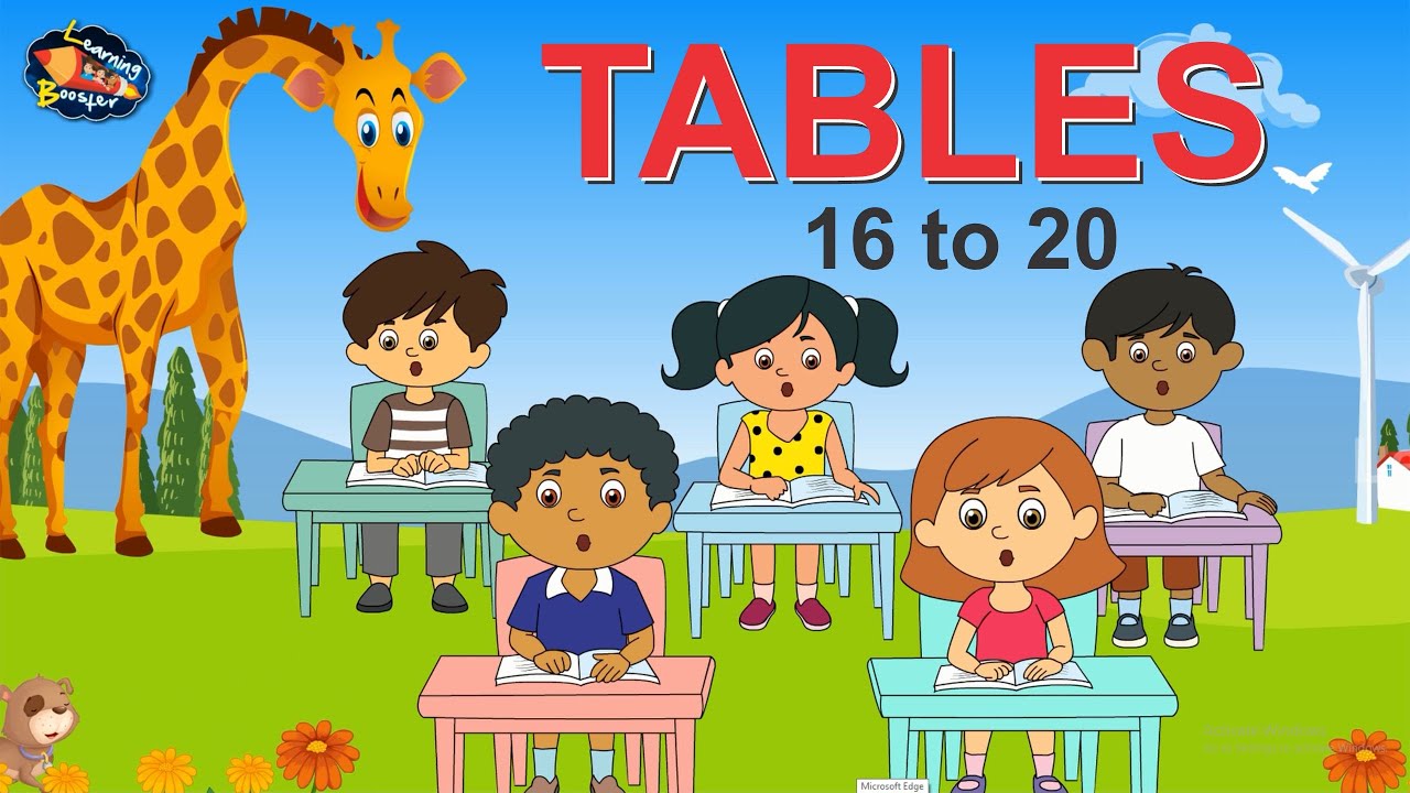 Tables 16 to 20 | Times Tables | Multiplication Tables | Maths Tables ...