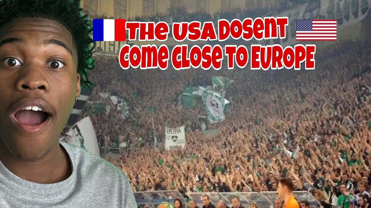 AMERICAN FIRST TIME REACTION TO Basketball fans and Atmosphere USA vs ...