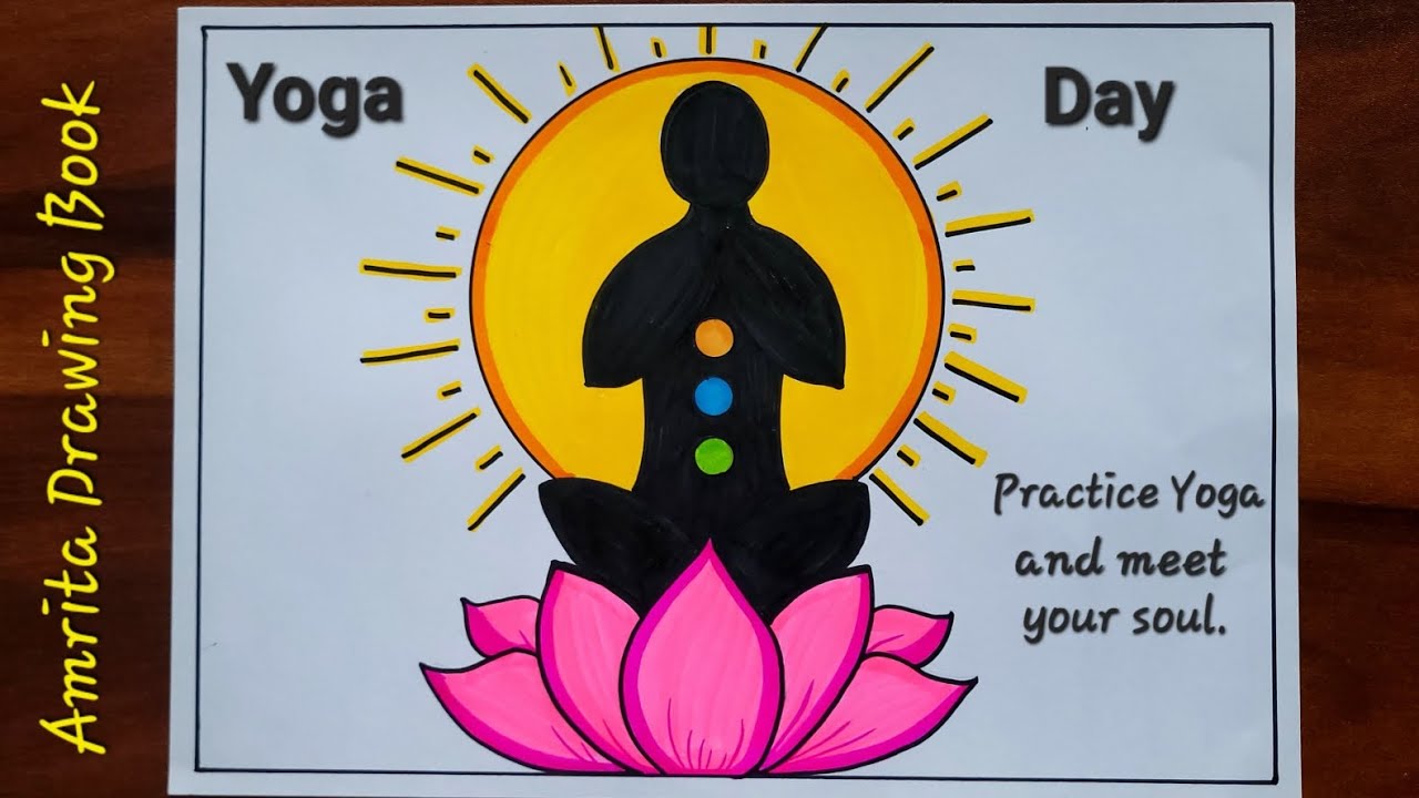 Yoga Day Drawing easy | World Yoga Day Drawing | yoga day painting ...