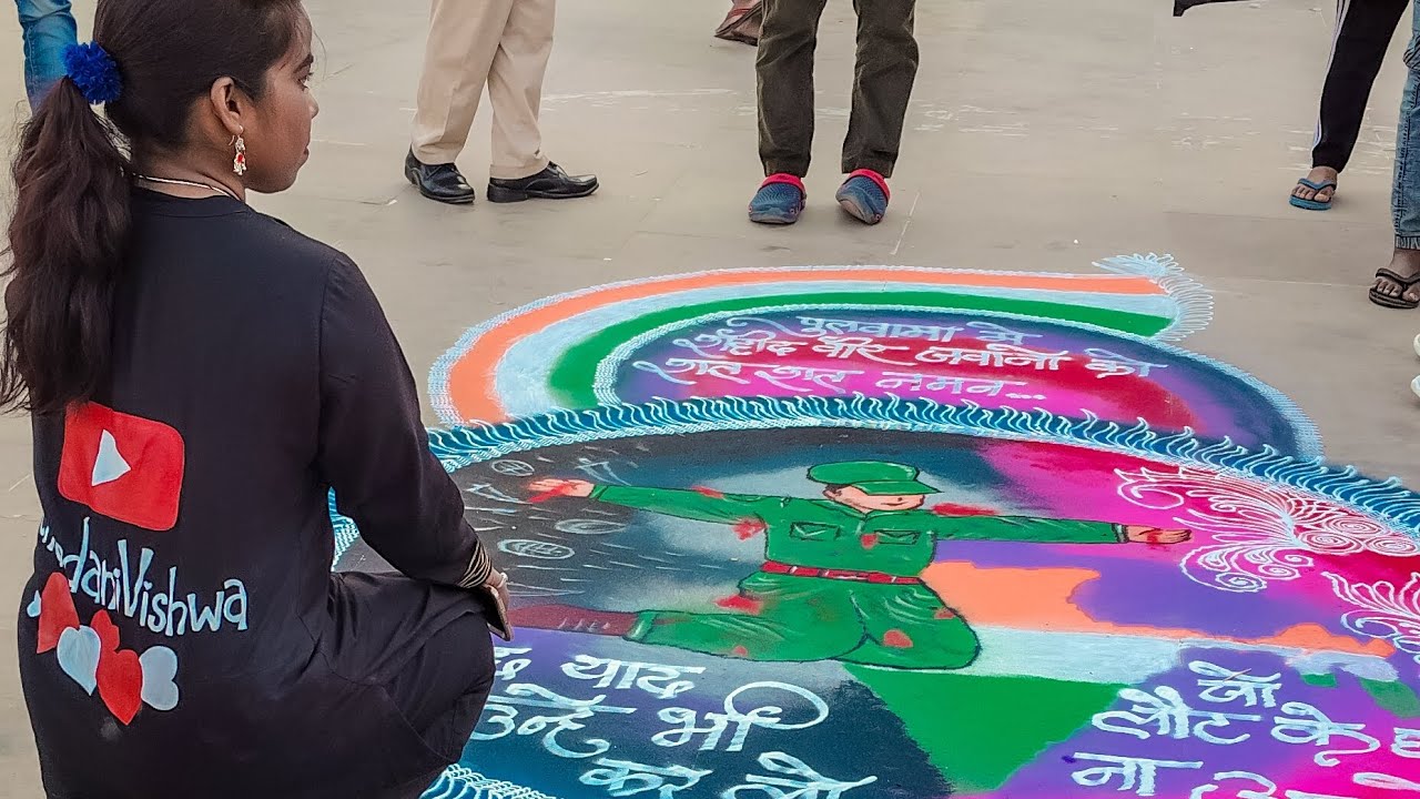 14 February Black Day Biggest Rangoli2025🇮🇳 Tribute To Indian Army ...