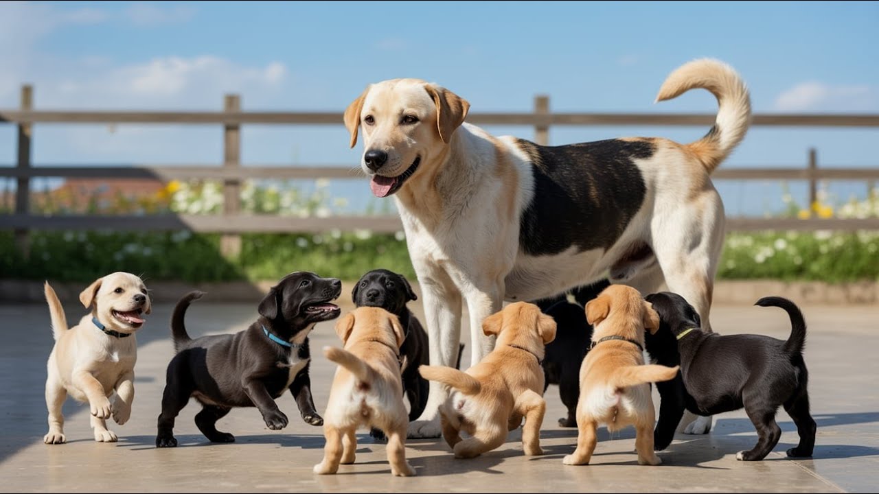 A Beautiful Day with the Sweetest Dog Mom and Her Puppies - YouTube